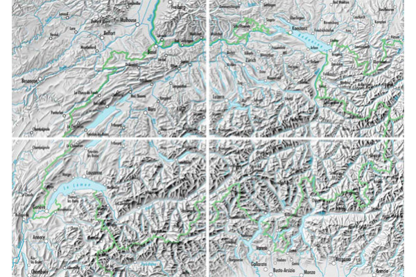 SWISSTOPO Landkarte Schweiz Set 4 Karten 1:200'000, SET 14 Tintenmax.ch
